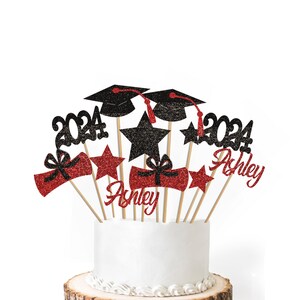 12 Personalized Glitter Graduation Centerpiece Set // Graduation Cap ...