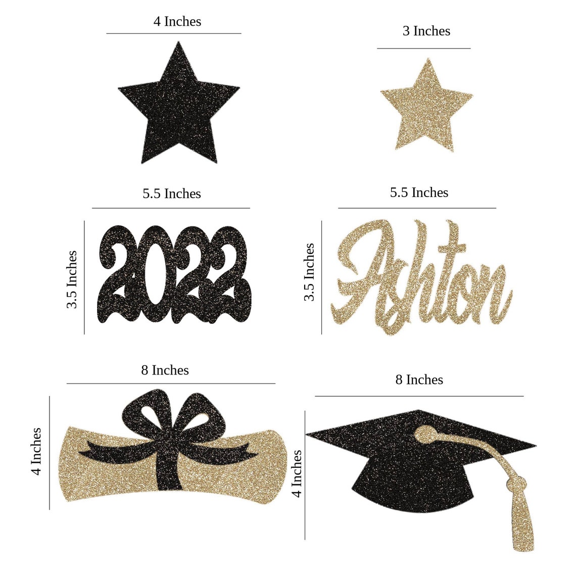 6 Large Personalized Glitter Graduation Party Centerpieces / - Etsy