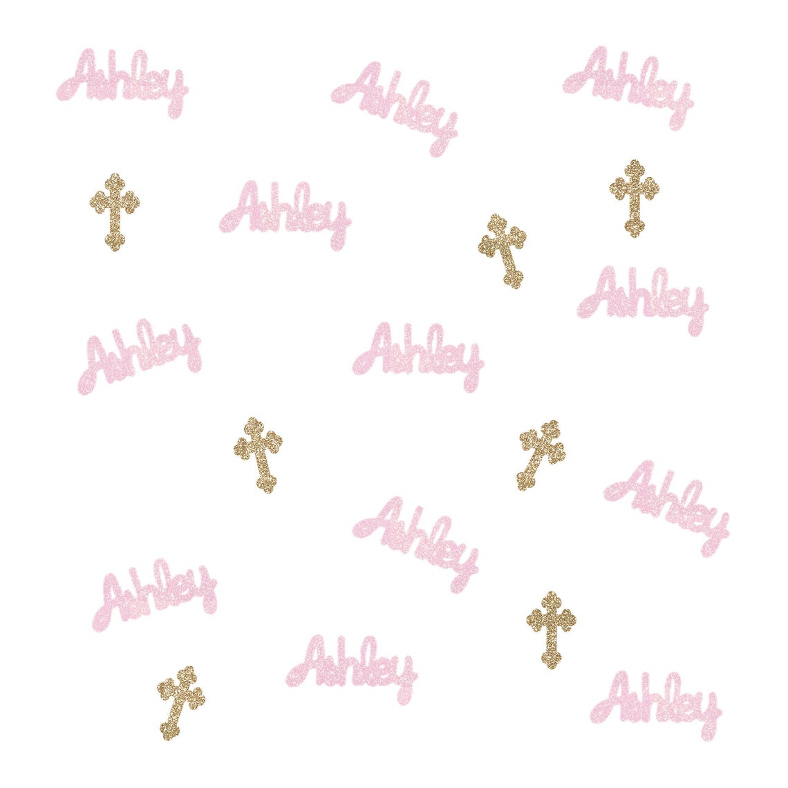 50 Personalized Glitter Cross & Name Confetti for Baptism // | Etsy
