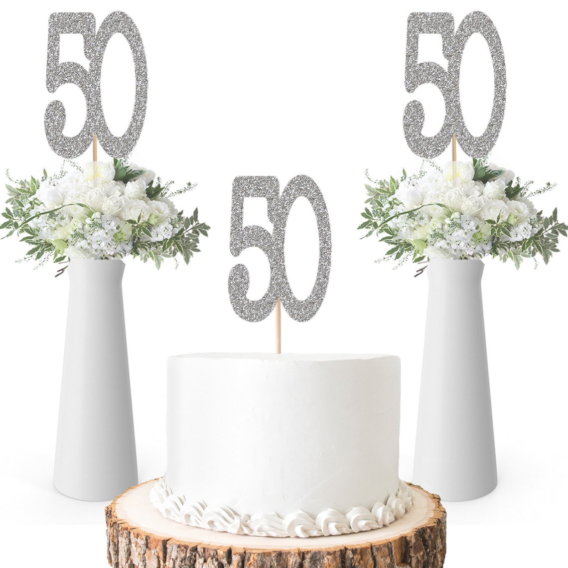 3 Large Glitter Centerpieces // 50th Birthday Centerpiece | Etsy