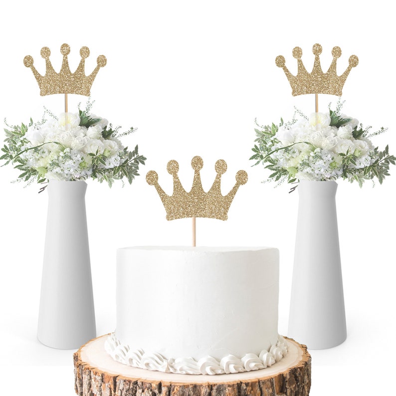 3 Glitter Princess Crown Centerpiece Sticks /princess Tiara Sticks ...