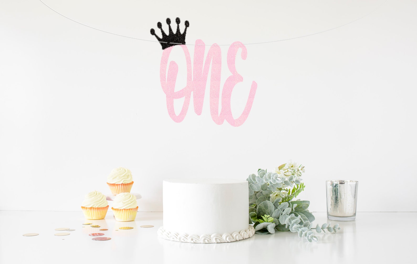 One High Chair Sign With Crown/ First Birthday Party Decorations ...