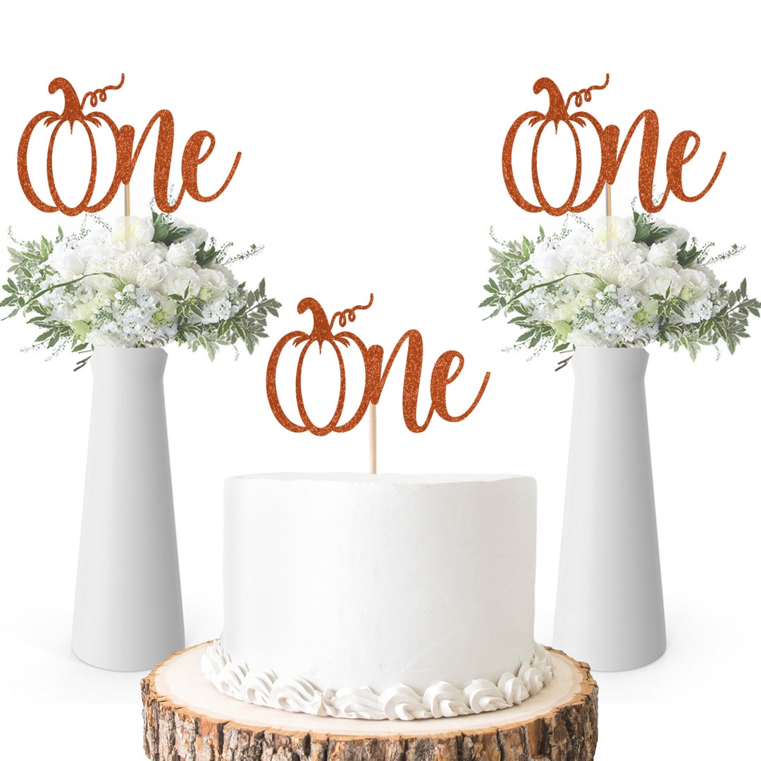 Set of 3 Pumpkin First Birthday Party Cake Topper / Centerpiece / 1st ...