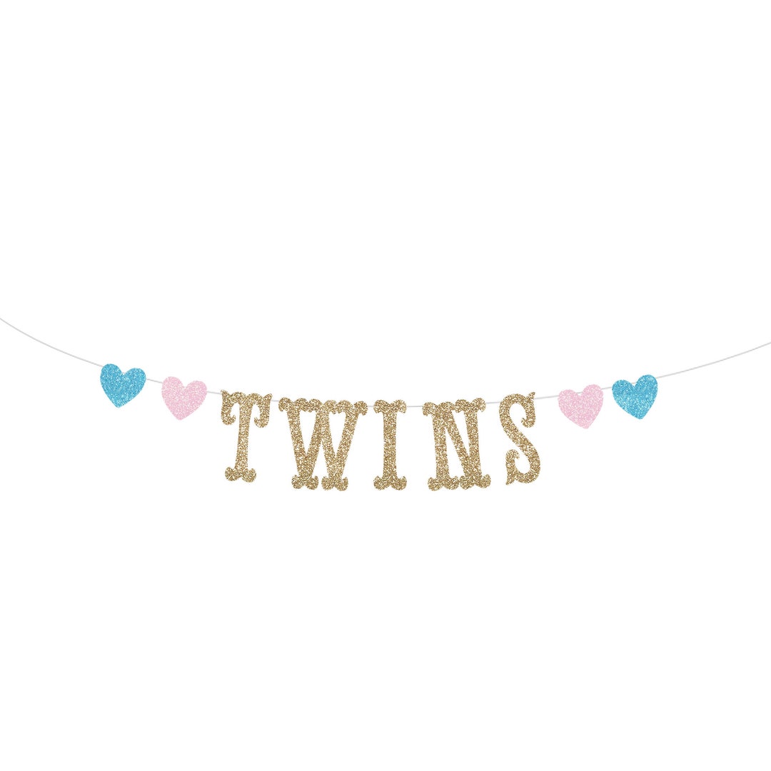 Gold Glitter Twins Banner // Baby Shower // Gender Reveal Party ...
