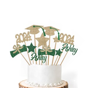 12 Personalized Glitter Graduation Centerpiece Set // Graduation Cap ...