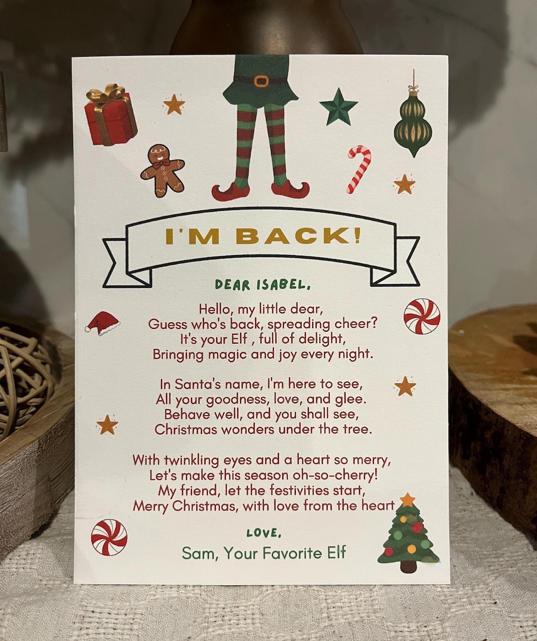 Printed Personalized Elf I'm Back Letter/postcard for Elf on Shelf ...