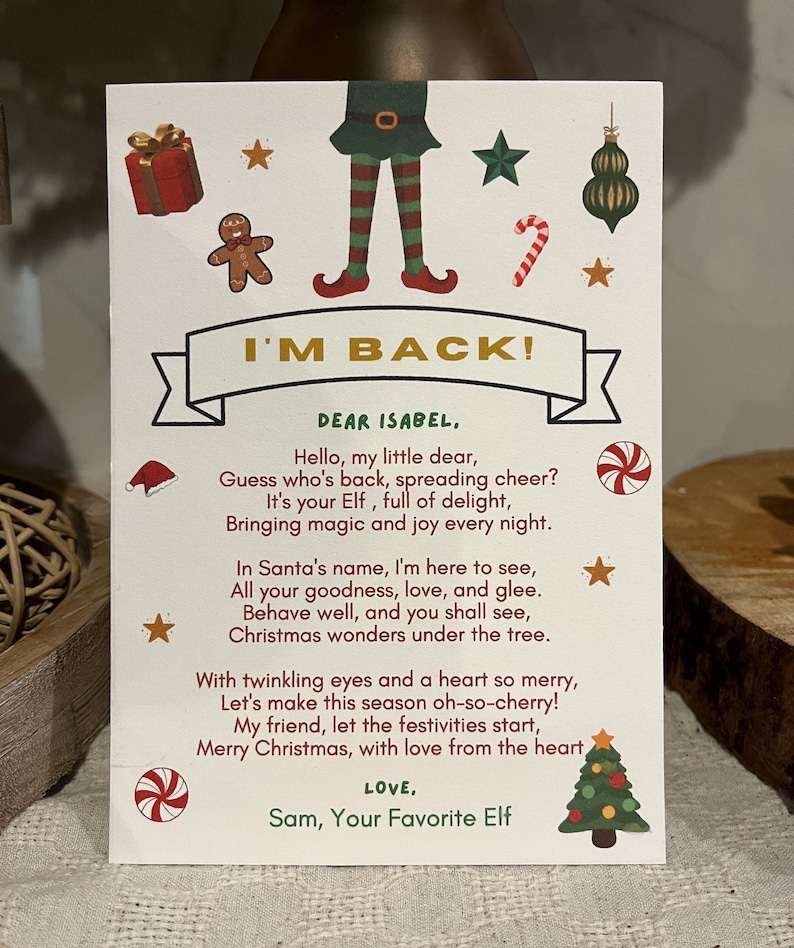 Printed Personalized Elf I'm Back Letter/postcard for Elf on Shelf ...