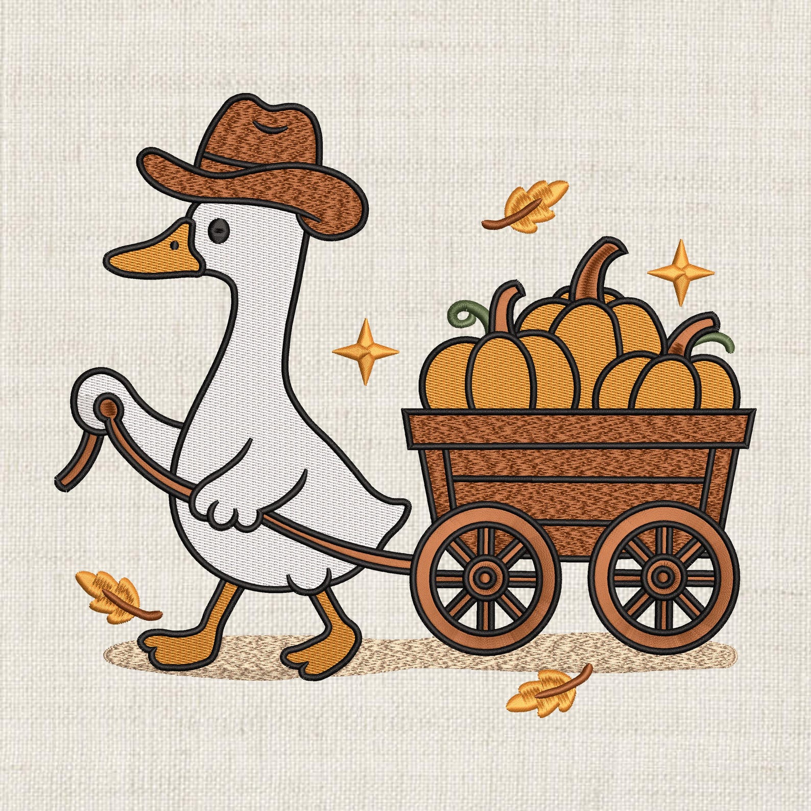 Duck With Pumpkin Wagon Embroidery Design – Fall Autumn Machine Files ...