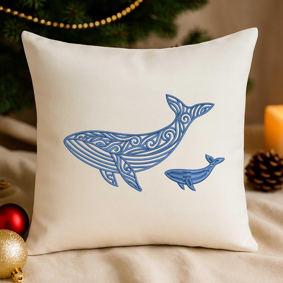 Whale Embroidery Design, Ocean Animal Embroidery Pattern, Tribal Whale ...