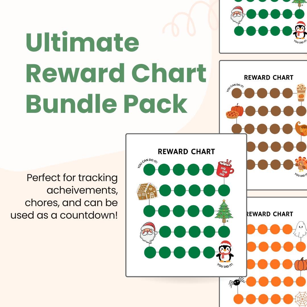 Kids Reward Chart Bundle | Behavior & Chore Tracker (digital Download ...