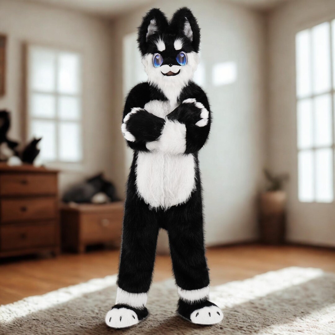 Fursuit Full Body, Black-white Fursuit Kemono Toony Cosplayers ...