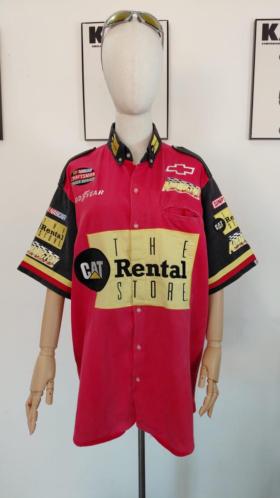 Vintage Nascar Racing Uniform CAT The Rental Store T-… - Gem