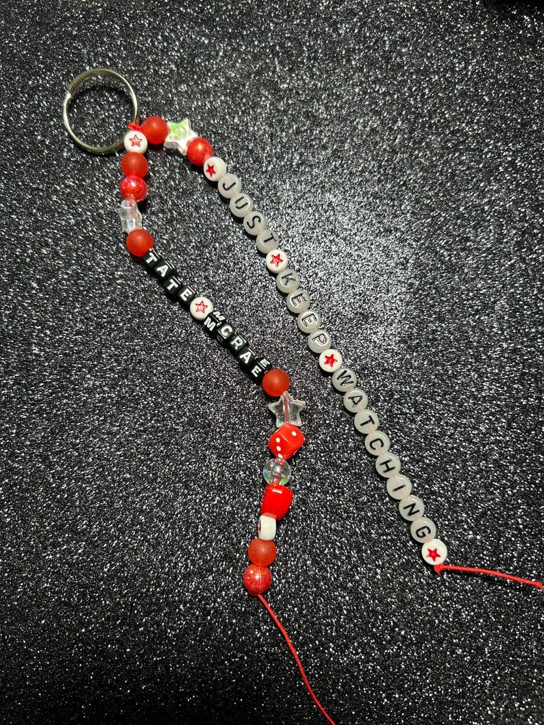 Just Keep Watching Tate Mcrae Keychain - Tate Mcrae Inspired Beaded ...