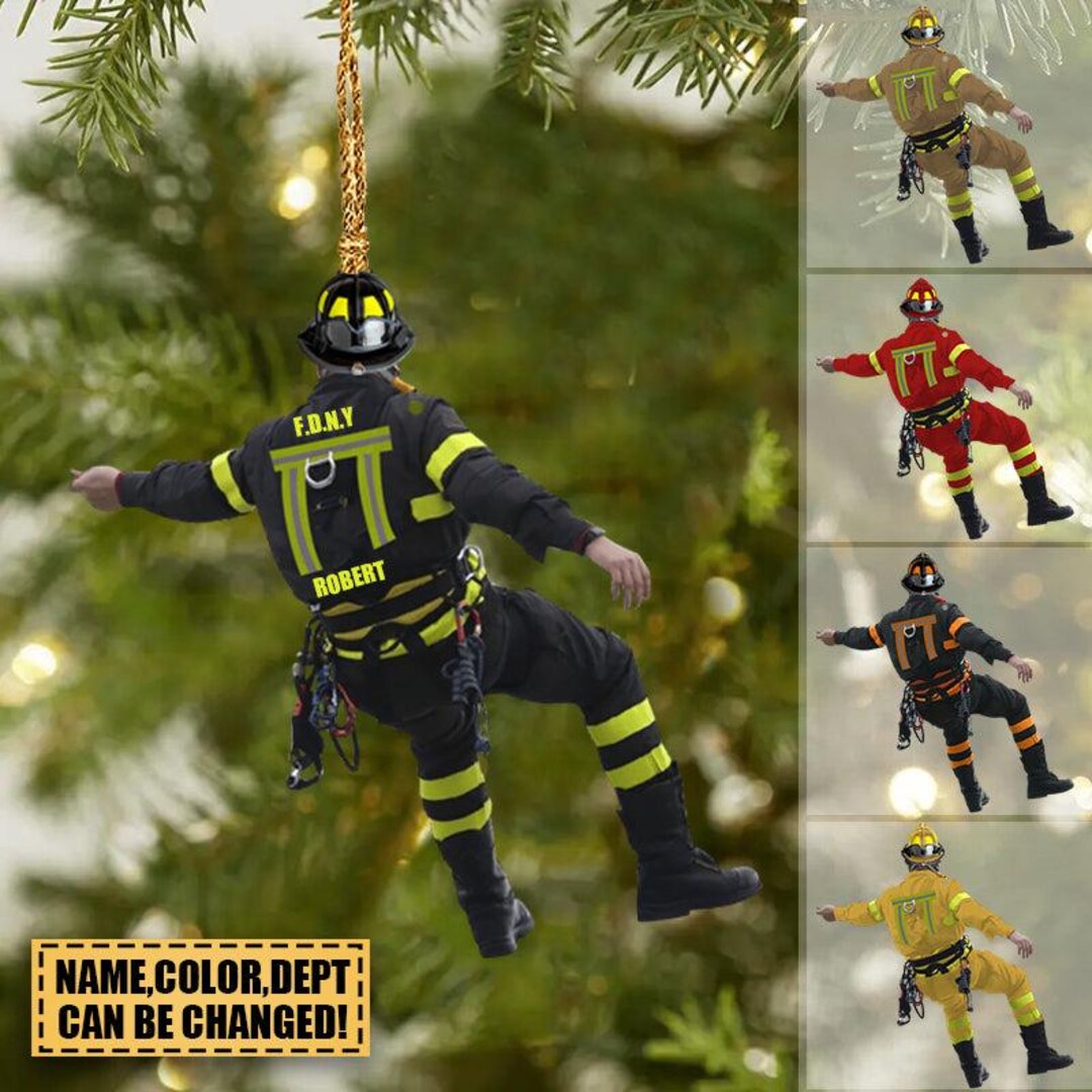Personalized Firefighter Ornament, Two-sided Acrylic Design With Custom ...