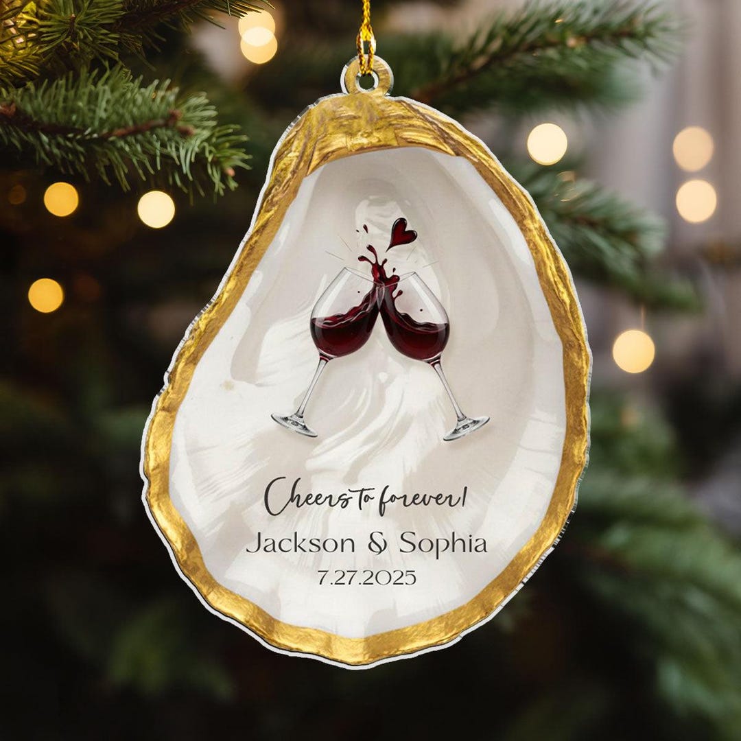 Personalized Oyster Shell Acrylic Christmas Ornament, Cheers to Forever ...