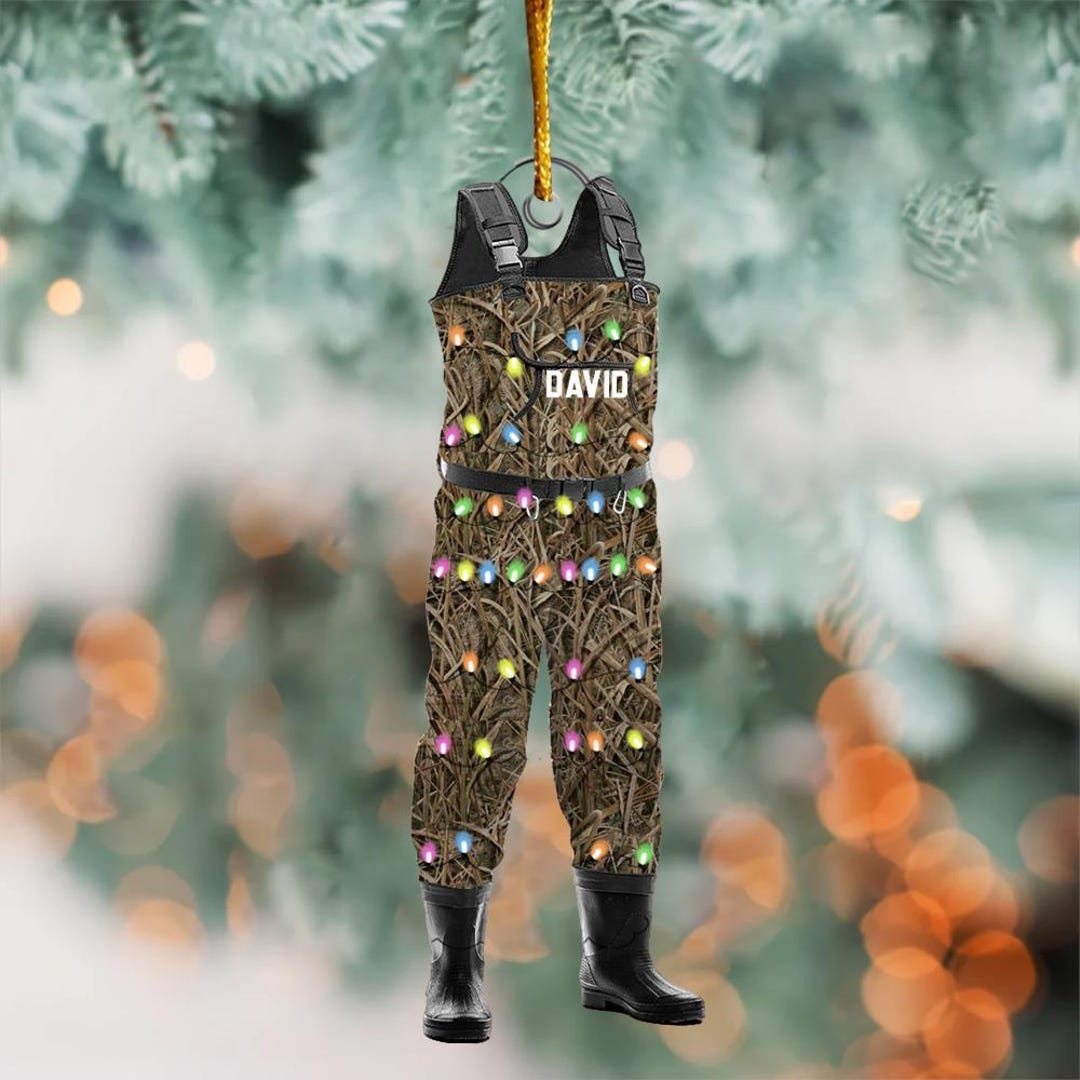 Personalized Chest Waders Ornament, Custom Name Camouflage Fishing ...