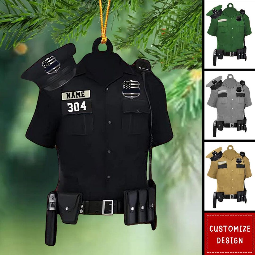 Police Uniform Acrylic Ornament With Cap and Belt, Custom Christmas ...