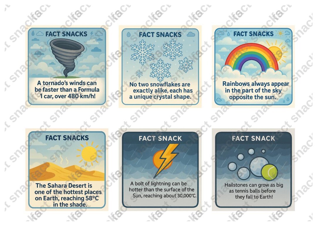 Weather Fact Snacks: Printable Learning Cards for Kids (digital ...