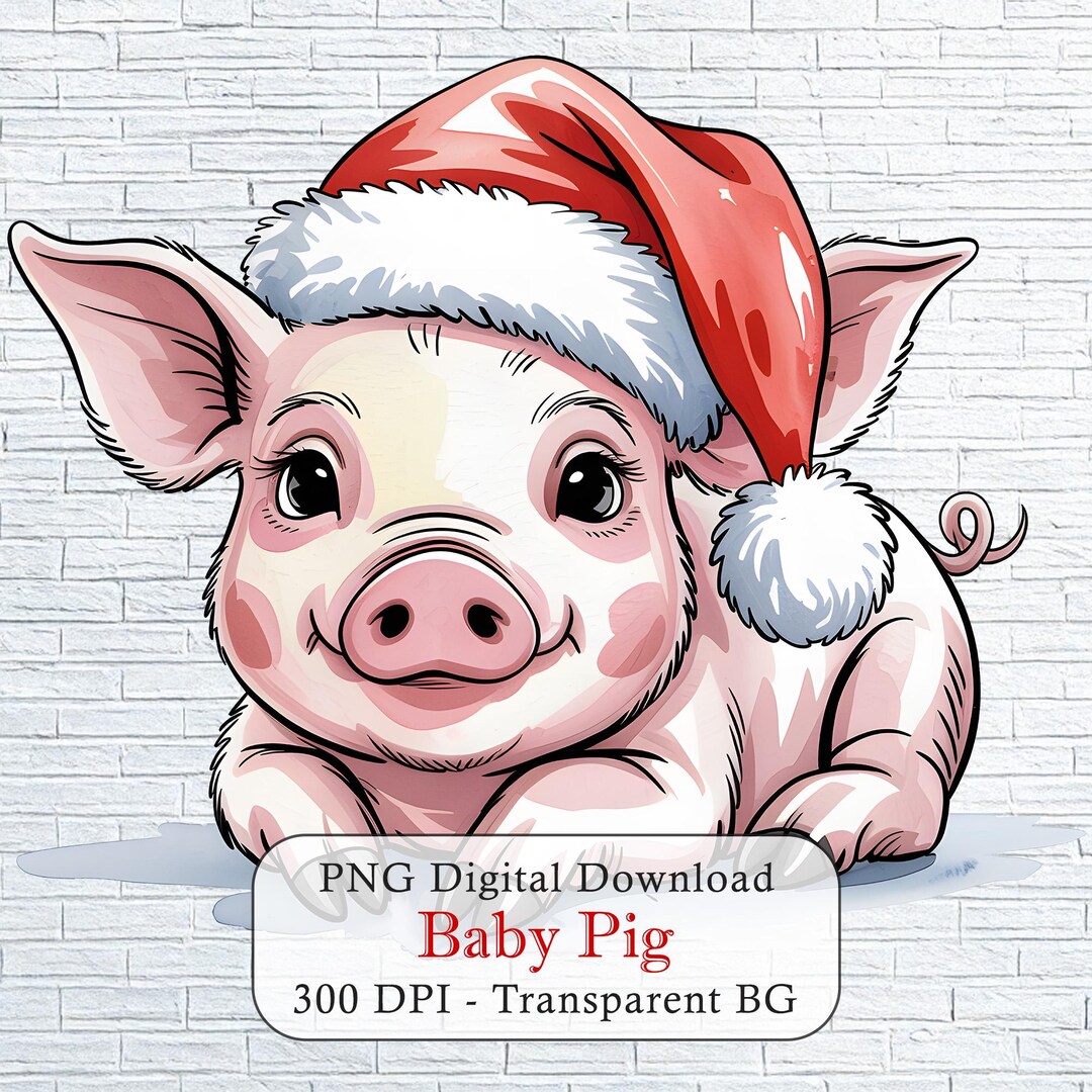 Watercolor Pig Christmas Clipart, Digital Download PNG, 6000 by 6000 ...