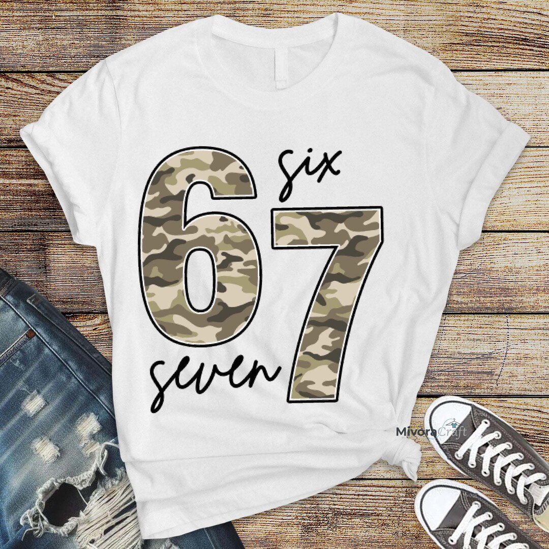 67 Camo Print Shirt, Six Seven Number Tee Military Style Birthday Gift ...