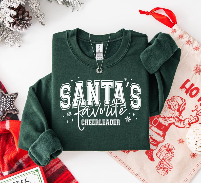 Santa’s Favorite Cheerleader Shirt, Holiday Cheer Team Gift Crewneck - Etsy
