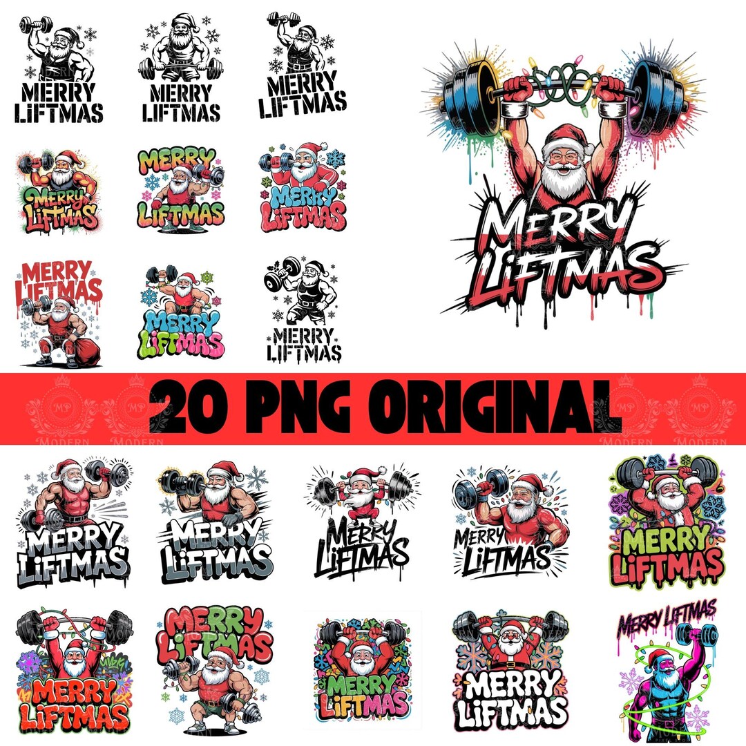20 Merry Liftmas PNG, Weightlifter Christmas Fitness Design, Funny ...