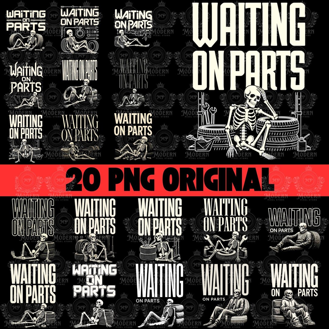 20 Waiting on Parts Digital Download, Skeleton Art, Car Enthusiast ...