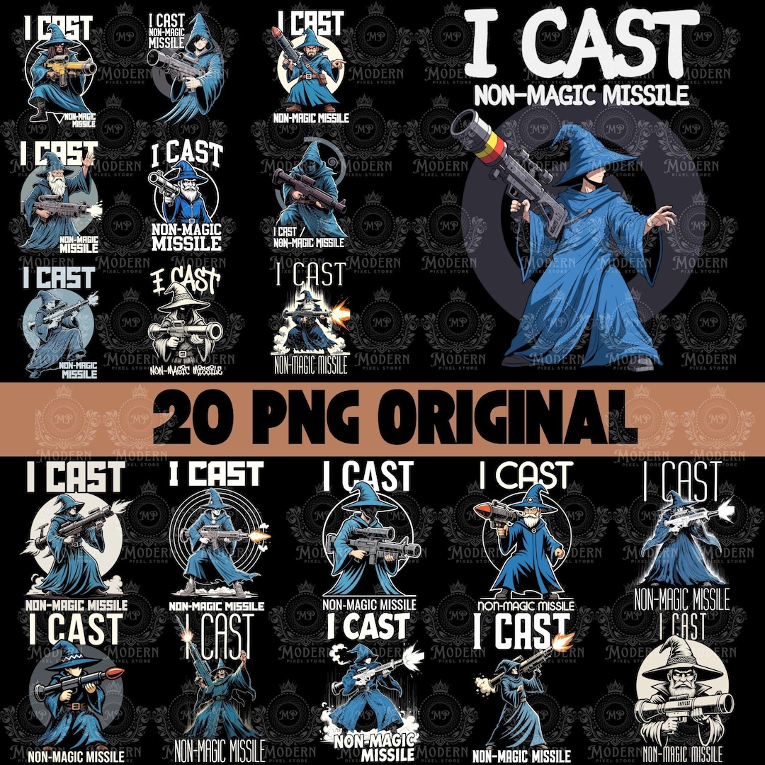 20 I Cast Non-magic Missile PNG - Funny Wizard Parody Meme PNG - Etsy UK
