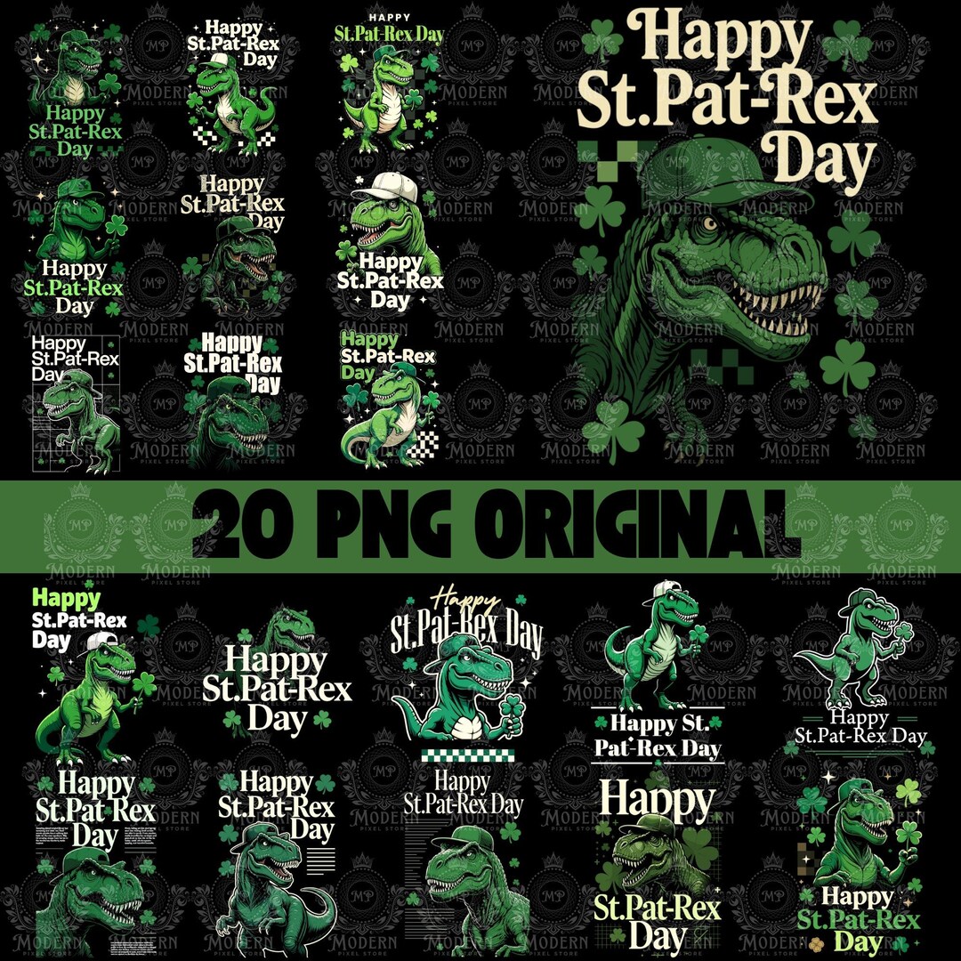 20 Happy St.pat-rex Day Png, Shamrock Png, St.patricks Day Dinosaur Png ...