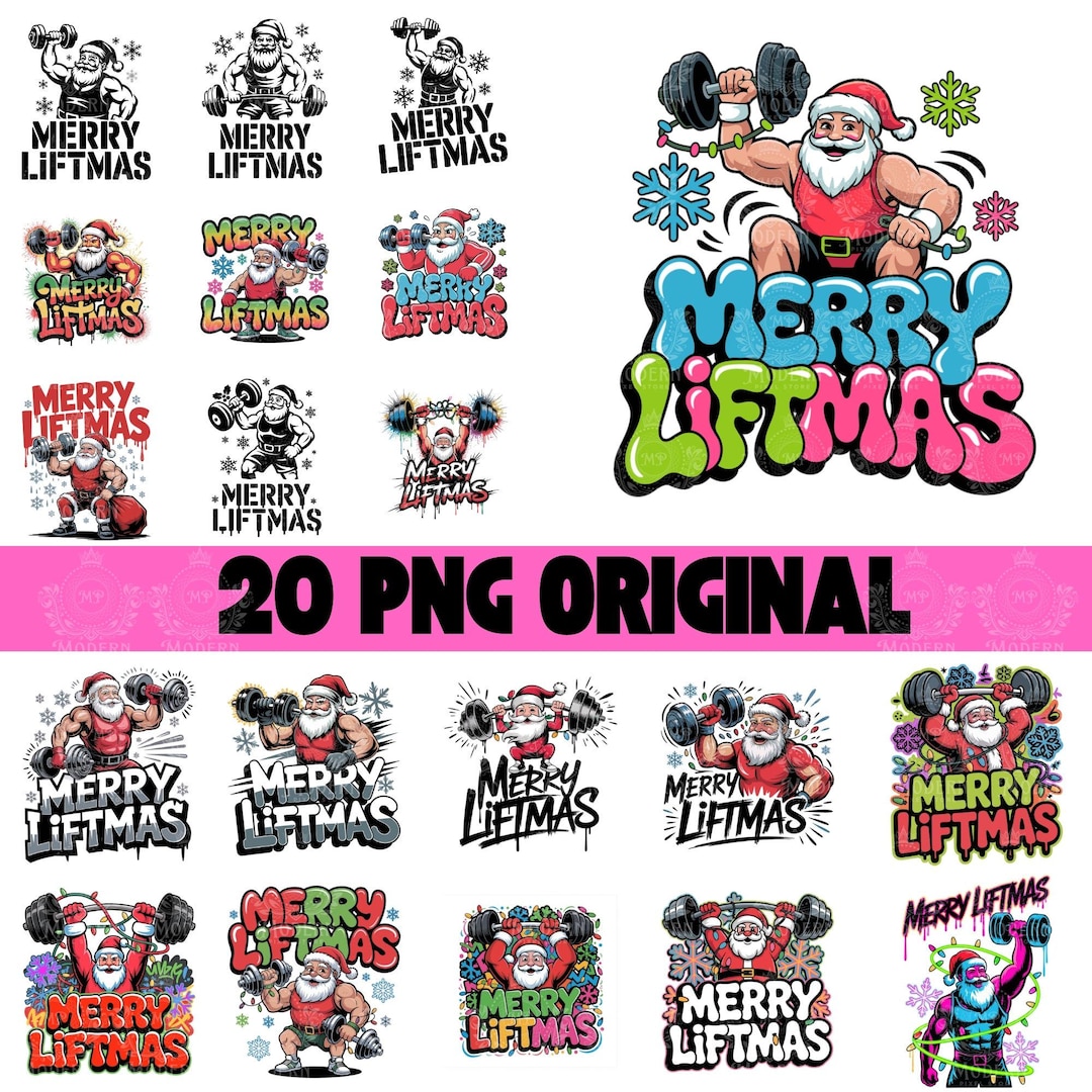20 Merry Liftmas PNG, Gym Barbell Lights Sublimation, Funny Workout ...
