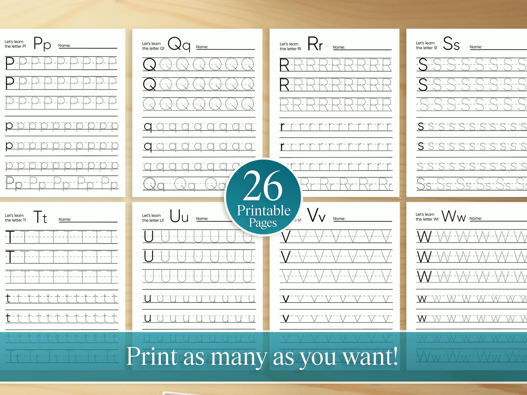 Alphabet Tracing Worksheets: 26-page Letter Writing Practice (PDF) - Etsy
