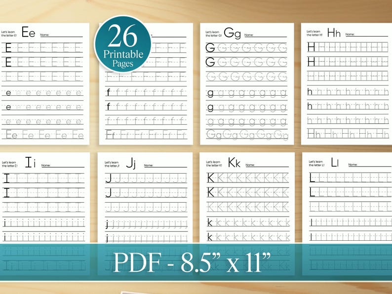Alphabet Tracing Worksheets: 26-page Letter Writing Practice (PDF) - Etsy