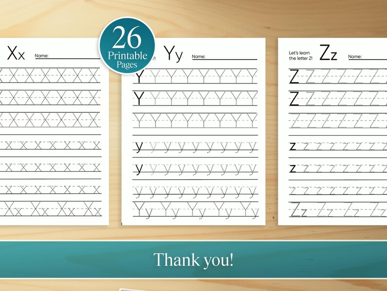 Alphabet Tracing Worksheets: 26-page Letter Writing Practice (PDF) - Etsy