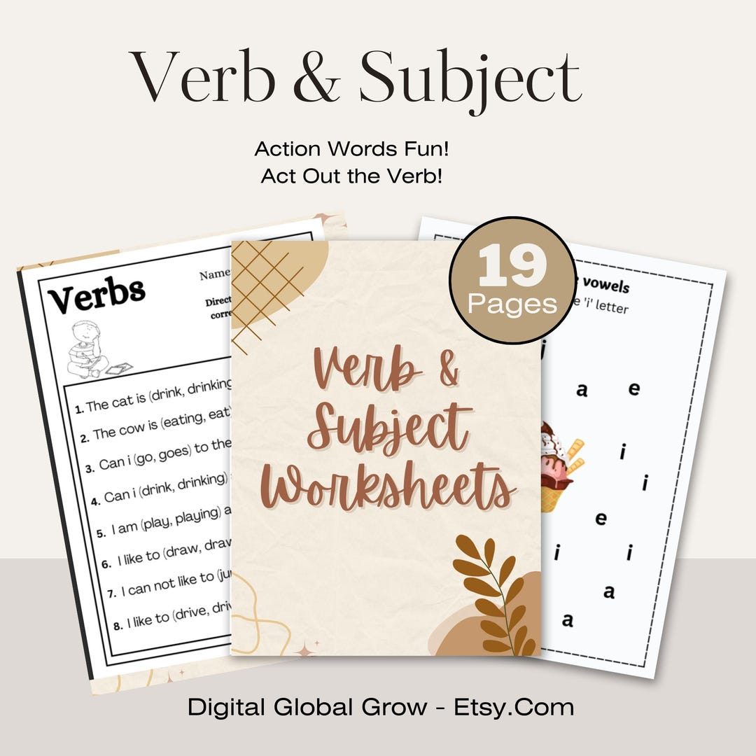Verb and Subject Worksheets | Subjects, Verbs & Predicates Activities ...
