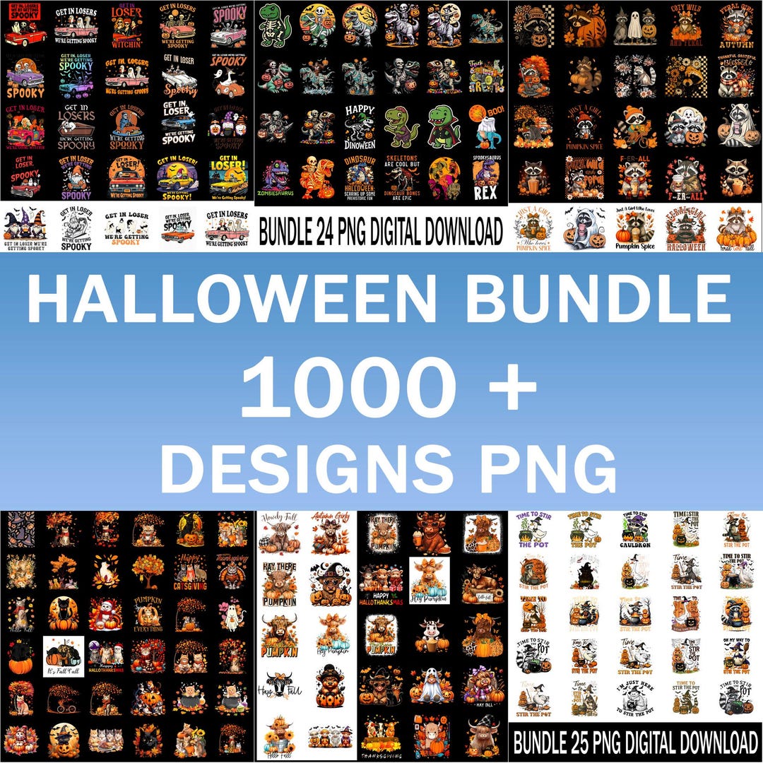 1000+ Halloween MEGA Bundle PNG, Retro Fall Spooky Clipart Pack, Trick ...