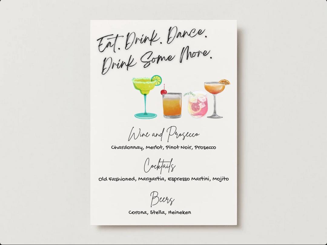 Party Cocktail Menu: Editable Canva Template (digital Download) - Etsy