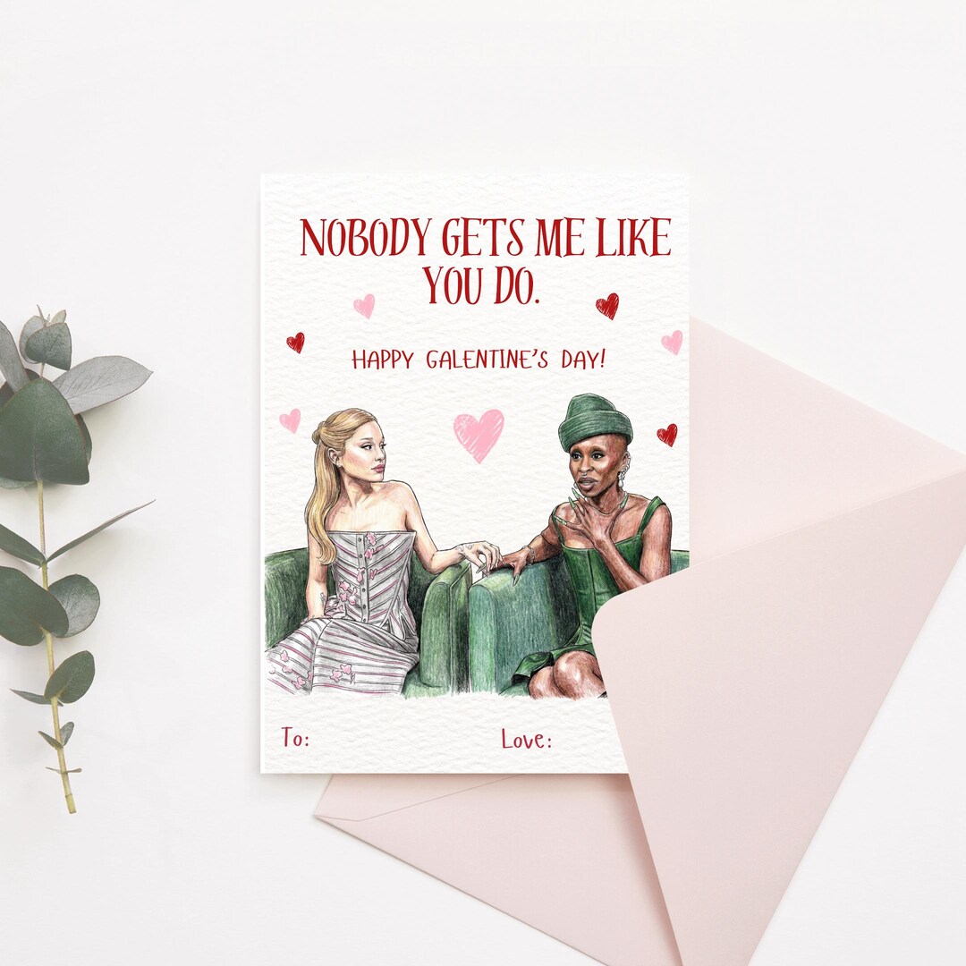 Elphaba and Glinda Galentines Day Card Wicked Themed Ariana Grande Best ...