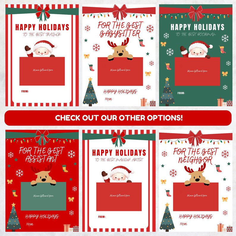 Printable Christmas Gift Card Holder Set: Office Holiday Cards (PDF) - Etsy