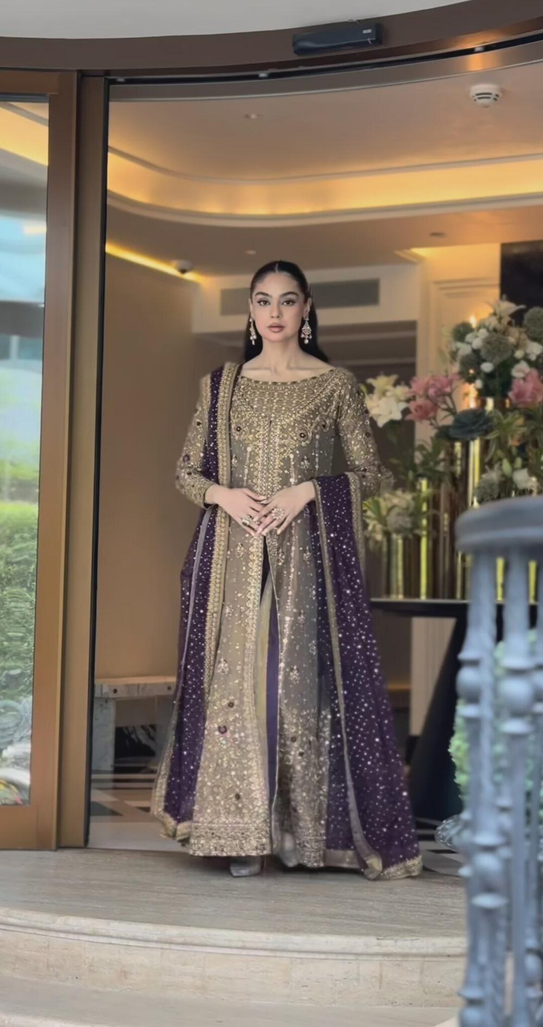 Golden& Blue Pakistan Wedding Suit | Hand Embellished Net Dress ...