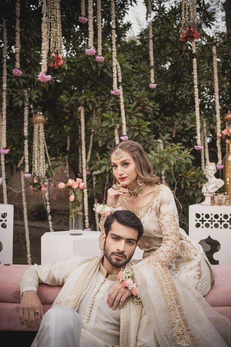 White Pakistani Wedding Dress, Indian Bridal Gharara or Maxi, Designer ...