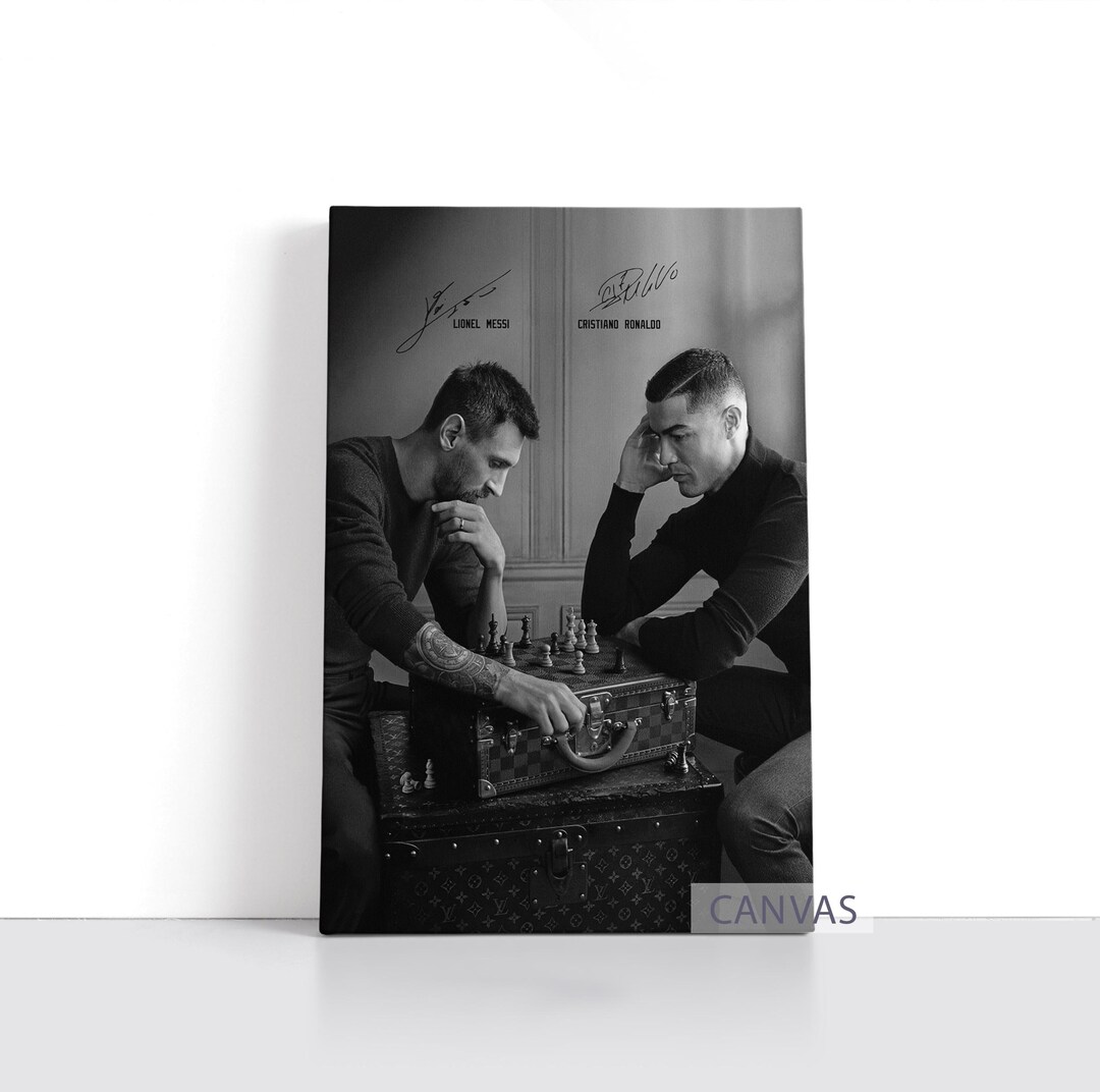 Messi Vs Ronaldo Chess Wall Art Soccer Legends Poster Canvas Football ...