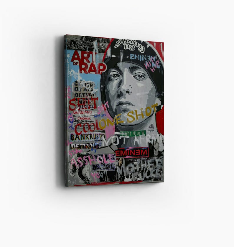 Eminem Banksy Music Wall Art Legend Rapper Poster Hip-hop Canvas Street ...