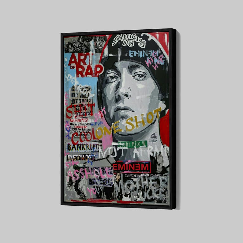 Eminem Banksy Music Wall Art Legend Rapper Poster Hip-hop Canvas Street ...