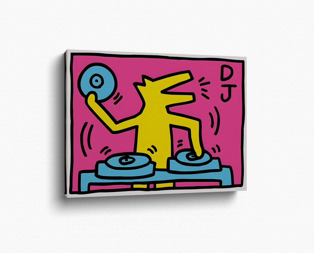 Keith Haring DJ Dog Wall Art Pop Art Exhibition Poster Music Canvas Dog ...