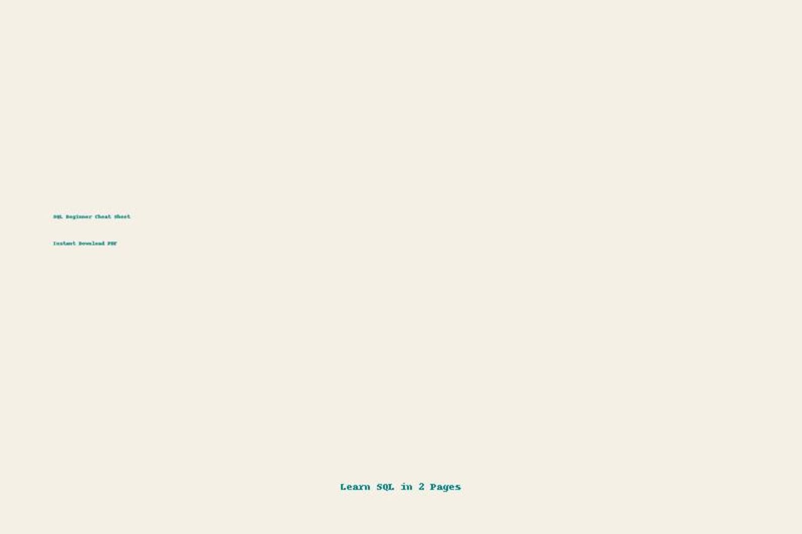 SQL Beginner Cheat Sheet: Learn SQL Basics Fast (instant PDF Download ...