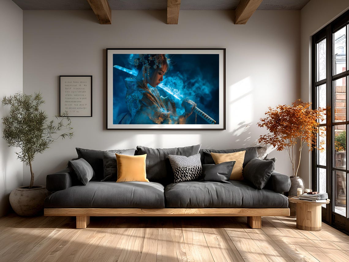 Blade of Blue Mist | Mystical Warrior With Glowing Katana Fantasy Art ...