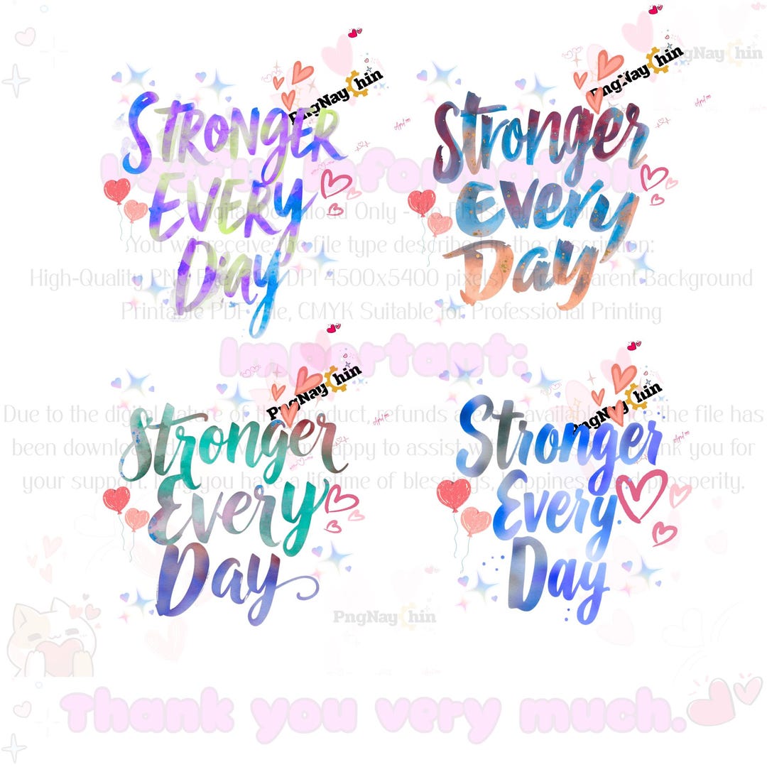 Stronger Every Day Quote Wall Art, Motivational Printable Poster ...