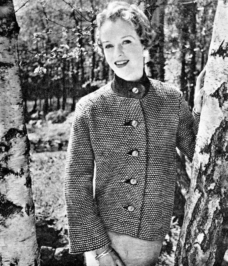 1950s Two Colour Jacket Knitting Pattern, PDF Download - Etsy