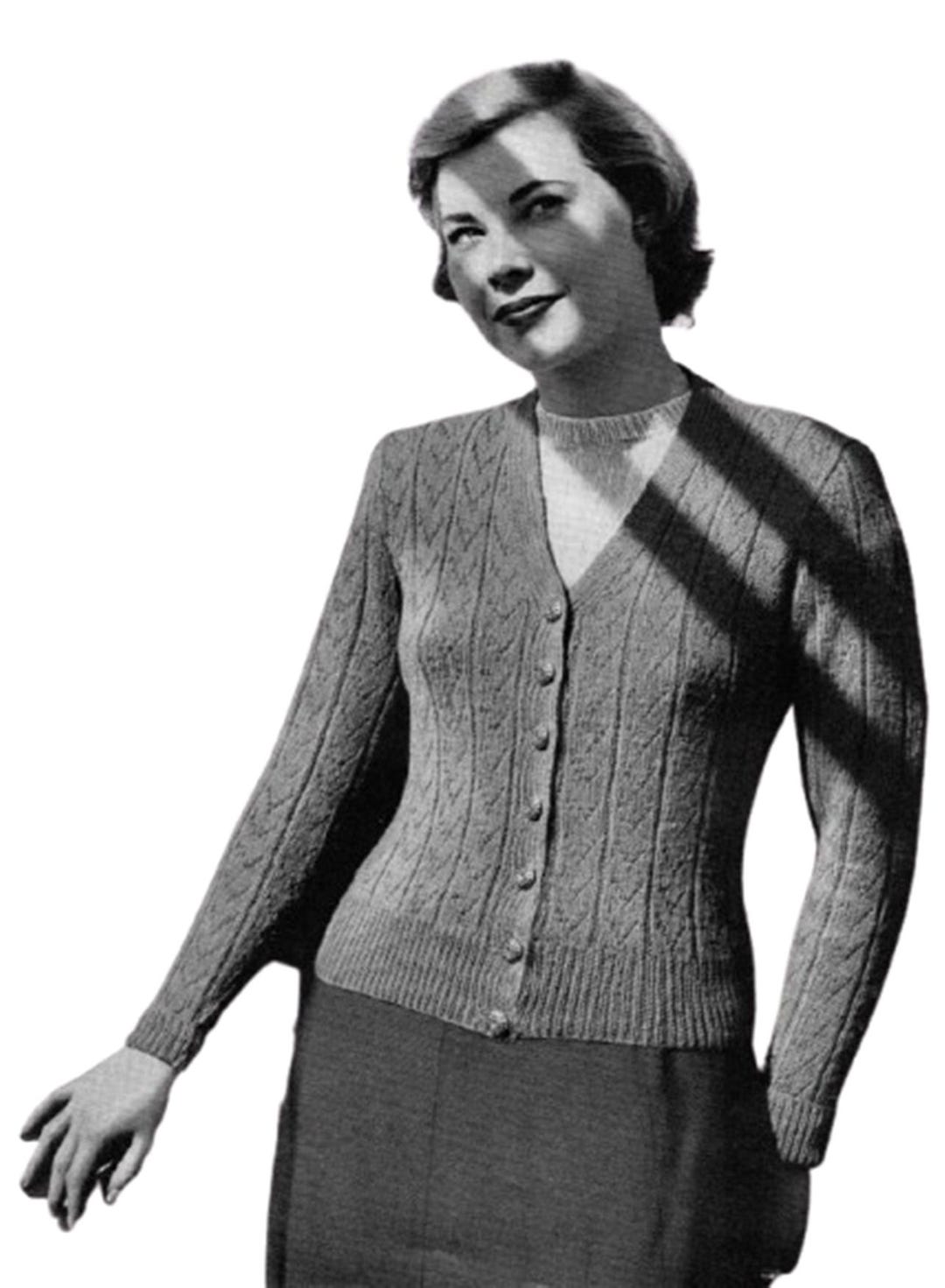 1940s Lady's Larger Size Cardigan "sleek" Design Pattern (PDF Download ...