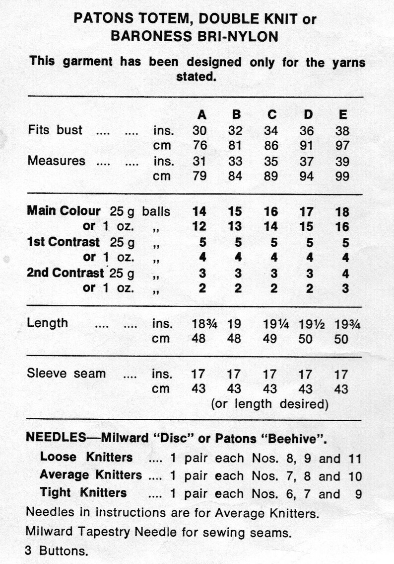 1970s Jumper Knitting Pattern (PDF Download) - Etsy
